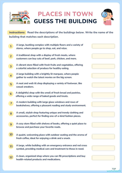 Guess the building. Interactive worksheet | TopWorksheets