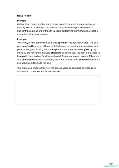 News Report Passive Voice. Interactive worksheet | TopWorksheets