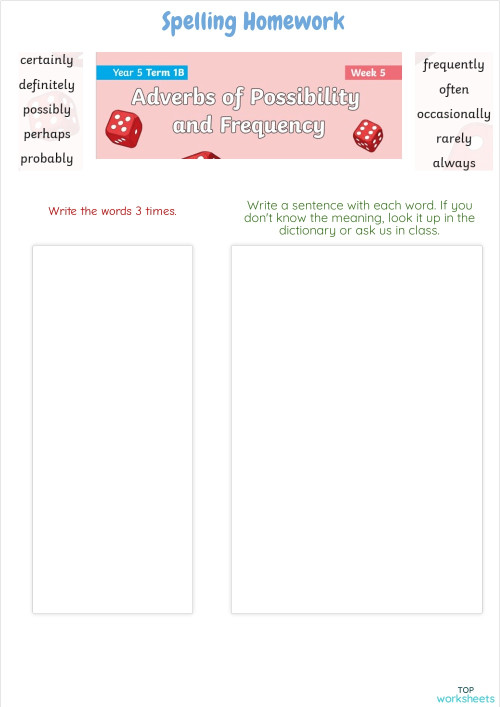 Spellings 1B5 and HFW 7. Interactive worksheet | TopWorksheets