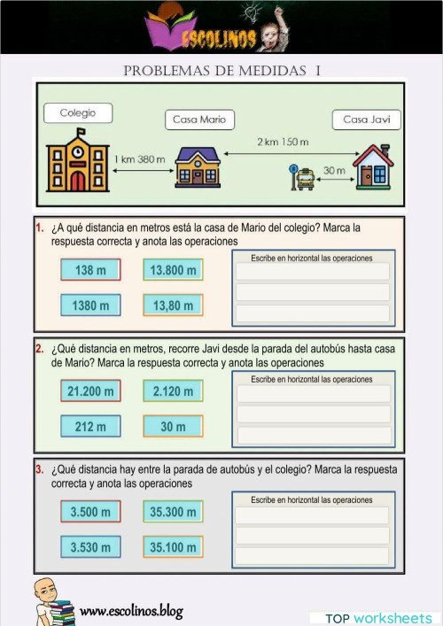 Problemas de medida i. Ficha interactiva | TopWorksheets