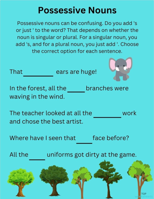 Possessive Nouns. Interactive worksheet | TopWorksheets