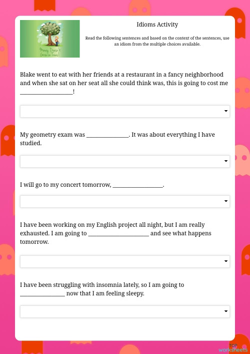 Idioms Activity. Interactive worksheet | TopWorksheets