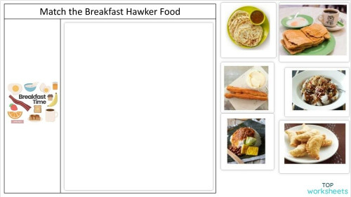 Match Breakfast Hawker Food. Interactive worksheet | TopWorksheets