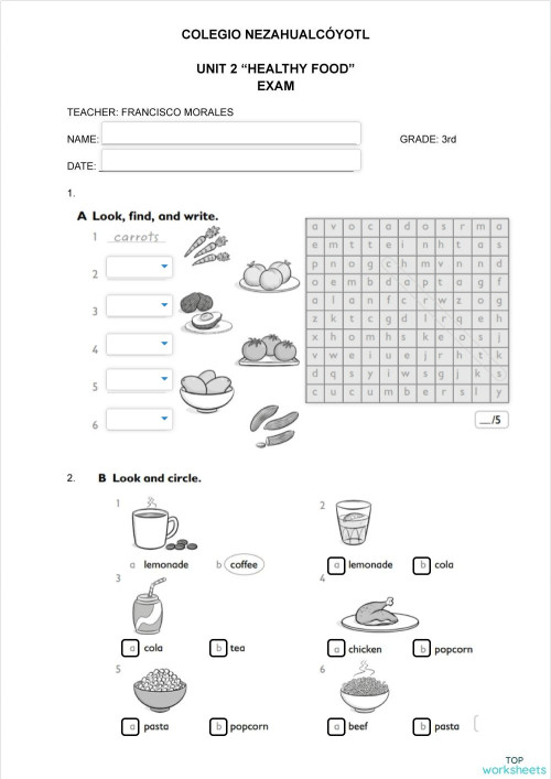3rd grade Unit 2 Exam. Interactive worksheet | TopWorksheets