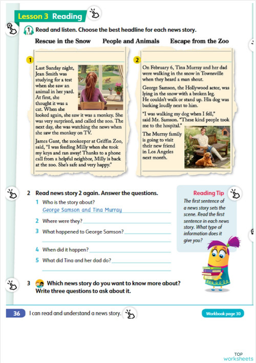 Reading And Writing. Interactive Worksheet | Topworksheets