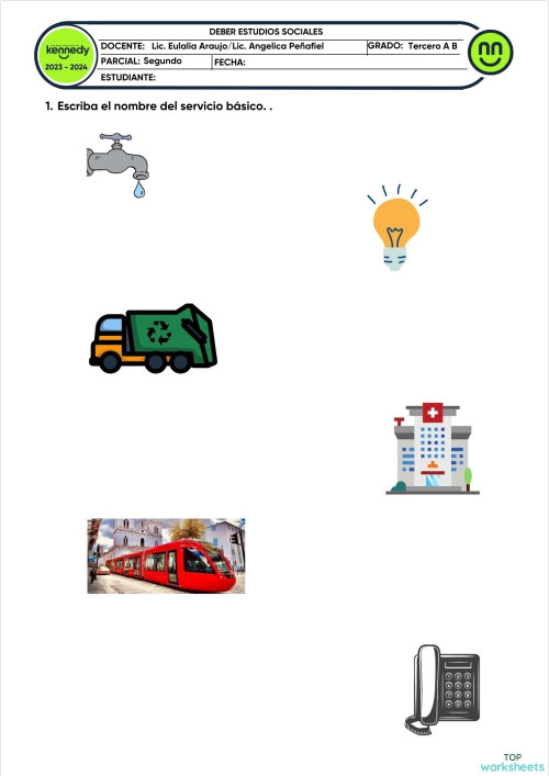 SERVICIOS PUBLICOS: fichas interactivas y ejercicios online | TopWorksheets