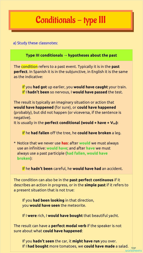 CONDITIONALS: interactive worksheets and online exercises | TopWorksheets