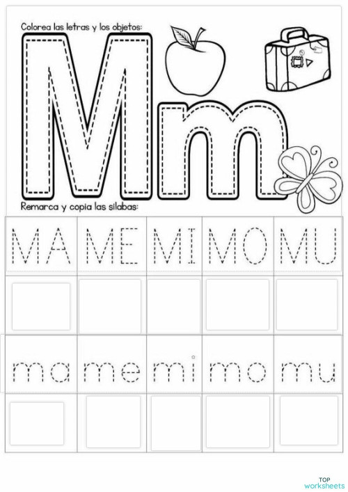 Silabas de letra Mm. Ficha interactiva | TopWorksheets