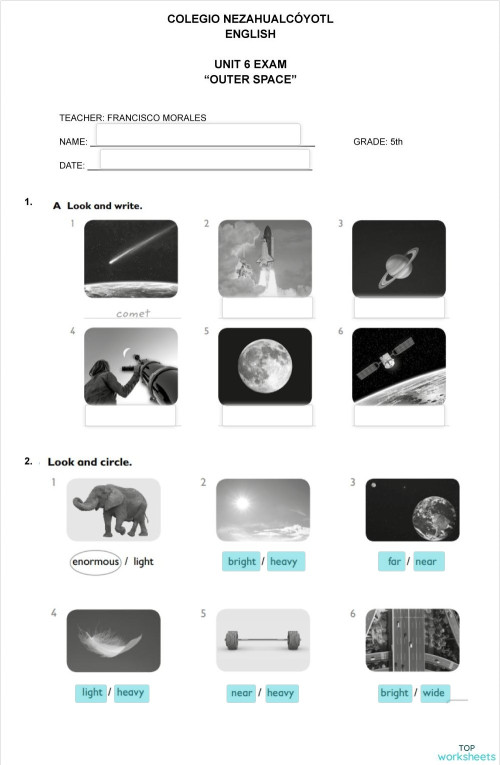 5th Grade Unit 6 Exam. Ficha interactiva | TopWorksheets