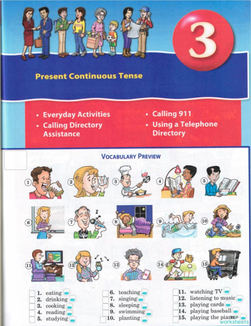 Book 1 - Unit 3 "Present Continuous Tense". Interactive worksheet ...