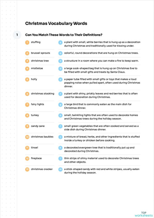 Christmas vocabulary. Interactive worksheet | TopWorksheets