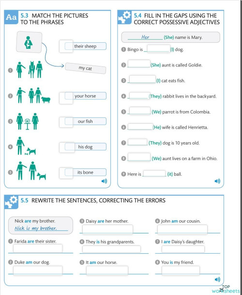 animals and family. Interactive worksheet | TopWorksheets