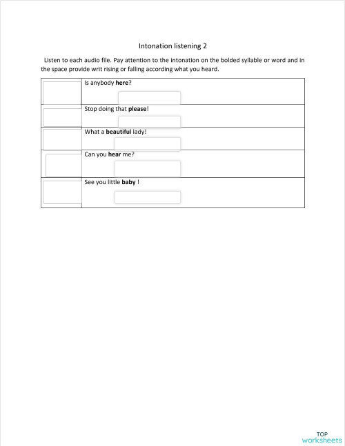 intonation listening 2. Interactive worksheet | TopWorksheets