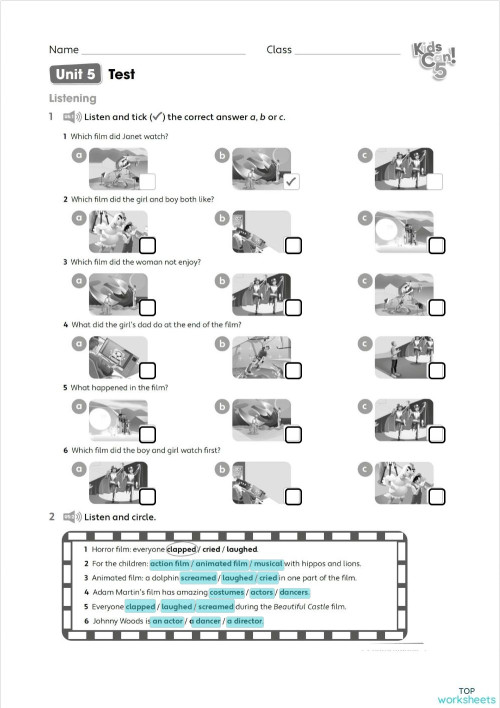 LISTENING UNIT 5. Interactive worksheet | TopWorksheets