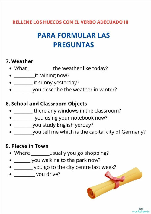 Formular Preguntas A1. Ficha interactiva | TopWorksheets