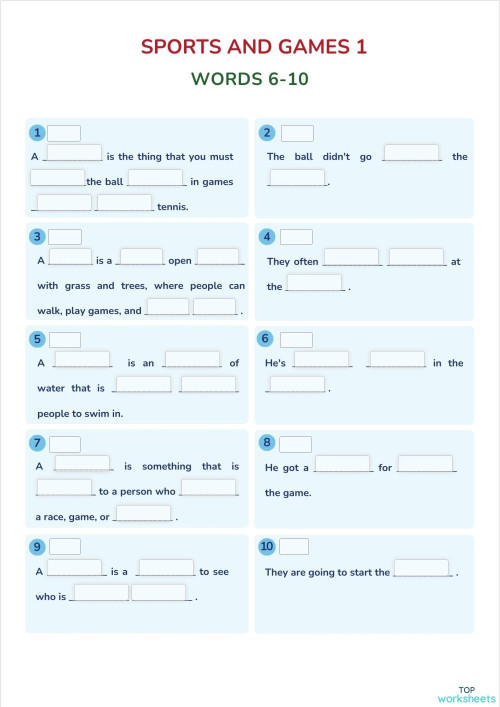 Sports and games 1 dictation 2. Interactive worksheet | TopWorksheets