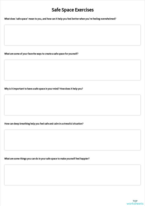 Safe Space Exercises. Interactive worksheet | TopWorksheets