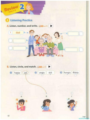 Listen up 1: Review 2: Unit 5-8. Interactive worksheet | TopWorksheets