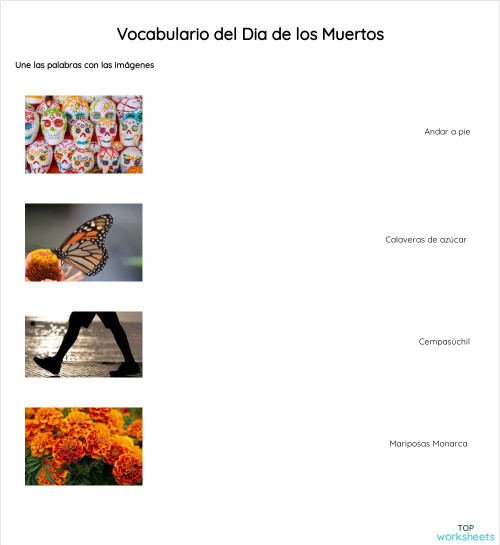 Vocabulario del Dia de los Muertos. Ficha interactiva | TopWorksheets