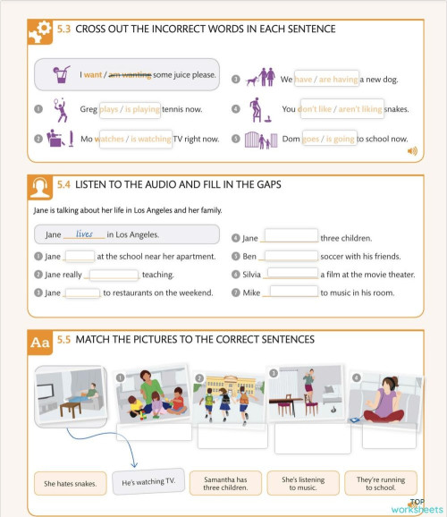 Action and states verbs 4. Interactive worksheet | TopWorksheets
