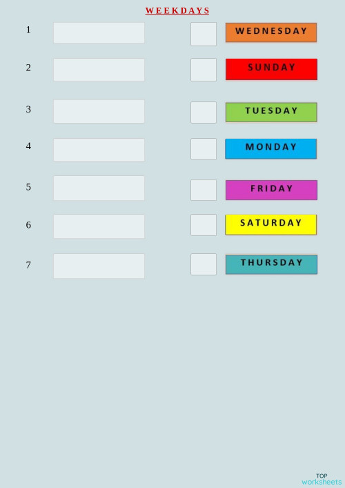 Learn Weekdays. Interactive worksheet | TopWorksheets