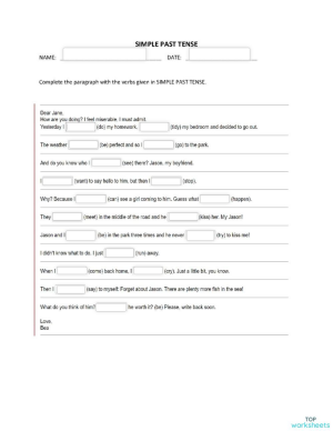 SIMPLE PAST: POSITIVE. Interactive worksheet | TopWorksheets