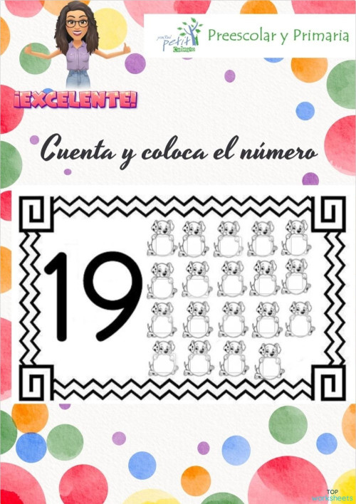 cuenta y coloca el numero. Interactive worksheet | TopWorksheets
