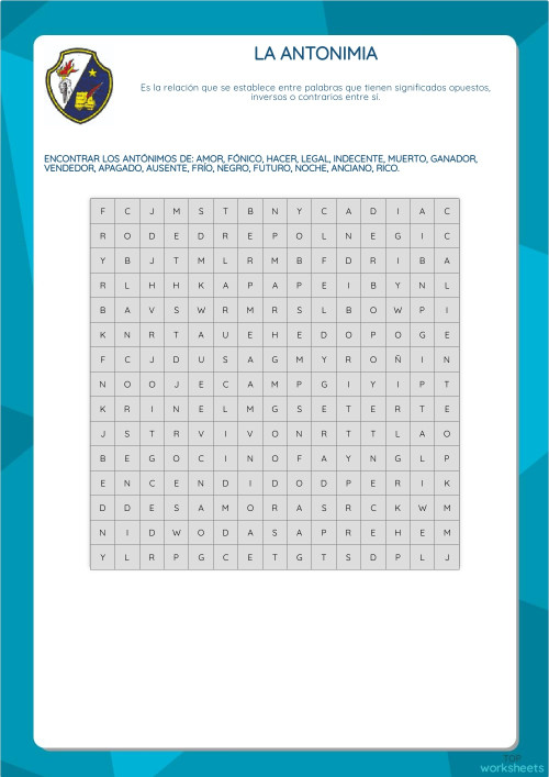 LA ANTONIMIA. Ficha interactiva | TopWorksheets
