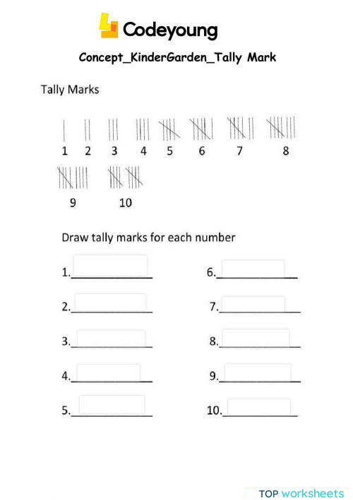 Tally marks online pdf. Interactive worksheet | TopWorksheets
