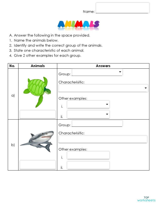 Animals: interactive worksheets and online exercises | TopWorksheets