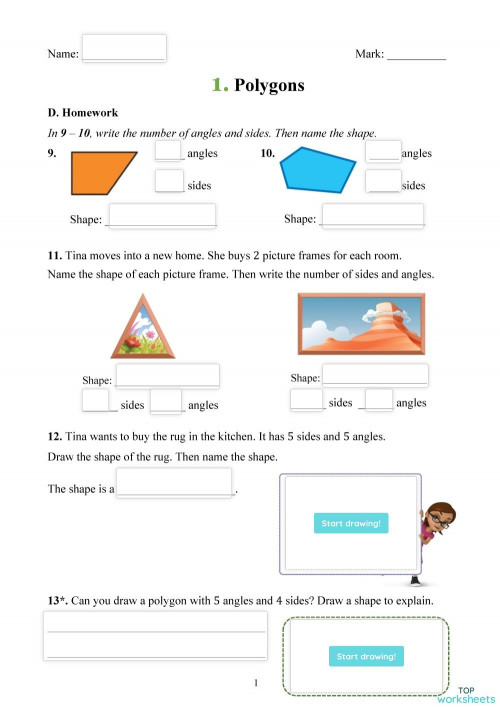 1. Polygons (HW). Interactive worksheet | TopWorksheets