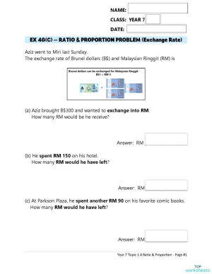 Exchange Rate - Spending. Interactive worksheet | TopWorksheets