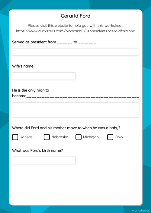 Gerarld Ford. Interactive worksheet | TopWorksheets