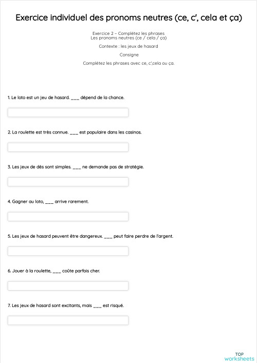 Les pronoms COD / COI. Fiche interactive | TopWorksheets