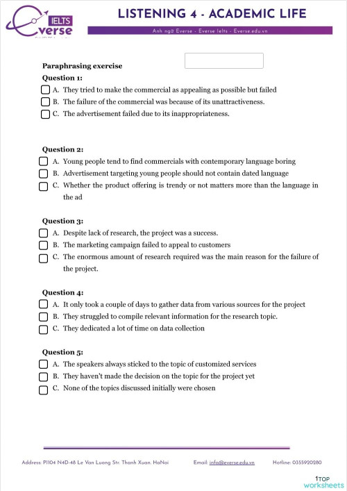 Launching - Listening 4 HW. Interactive worksheet | TopWorksheets