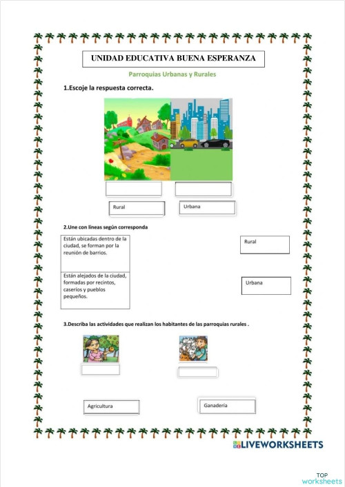TIPOS DE PARROQUIAS. Ficha interactiva | TopWorksheets