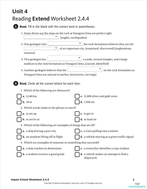 Impact 2 Unit 4 Reading. Interactive worksheet | TopWorksheets