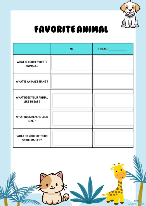 FAVORITE ANIMALS. Interactive worksheet | TopWorksheets