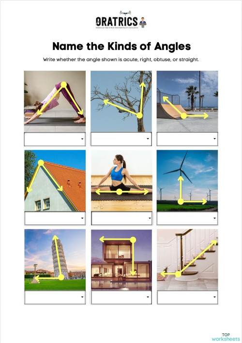 Grade 4 Page 58 (Naming Angles). Interactive worksheet | TopWorksheets