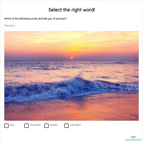 Select the right word!. Interactive worksheet | TopWorksheets
