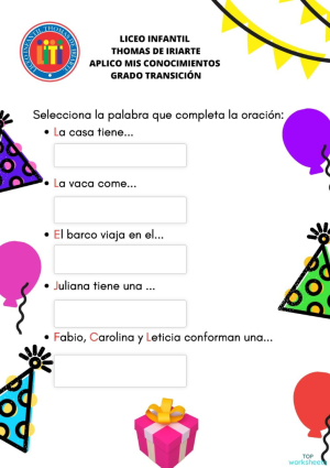 Completa la oración. Ficha interactiva | TopWorksheets