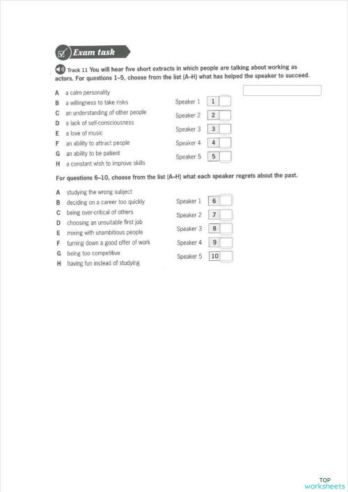 C1 Unit 7 Exam Tasks 7. Interactive worksheet | TopWorksheets