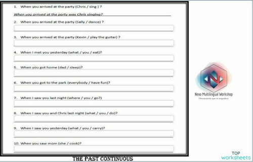 The past continuous. Ficha interactiva | TopWorksheets