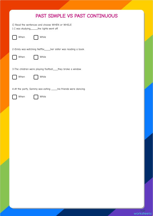 PAST SIMPLE VS PAST CONTINUOUS. Interactive worksheet | TopWorksheets