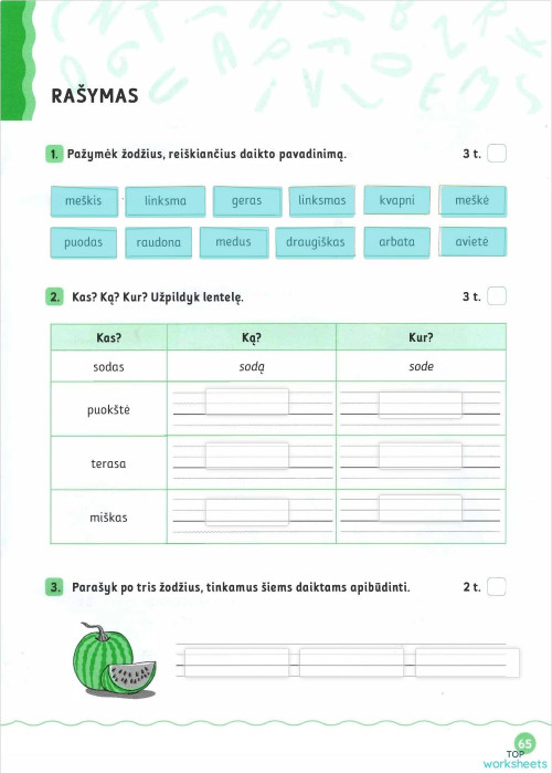 Daiktavardžių linksniai. Interactive worksheet | TopWorksheets