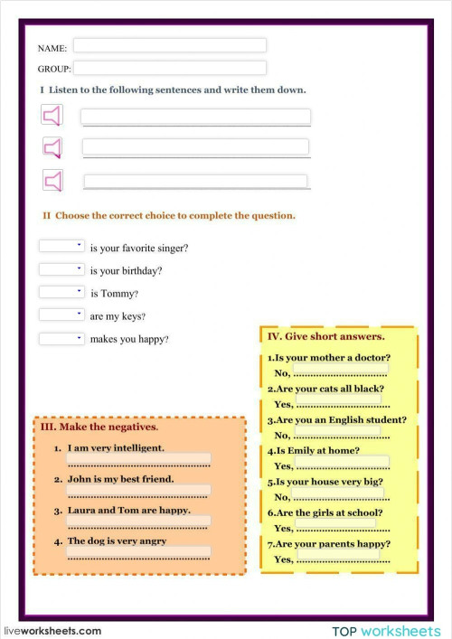 To be test. Interactive worksheet | TopWorksheets