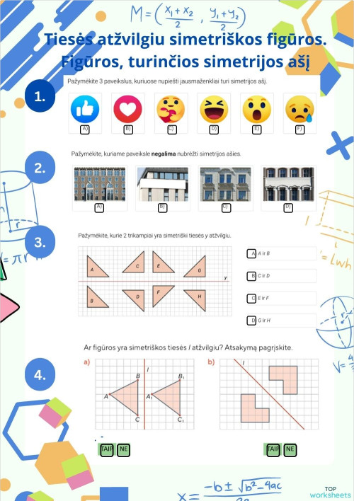Simetrija: interactive worksheets and online exercises | TopWorksheets
