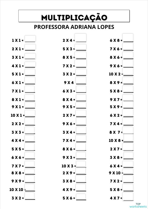 MULTIPLICAÇÃO/DIVISÃO. Ficha interativa | TopWorksheets