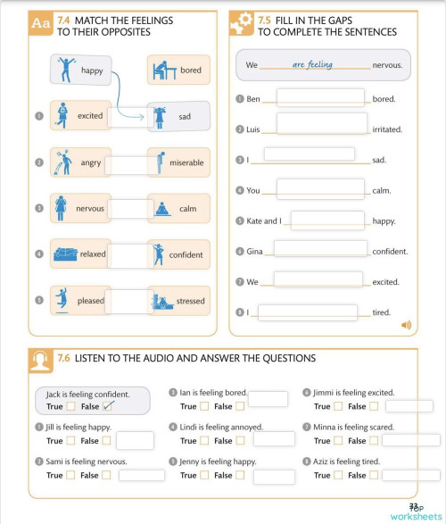 feelings vocabulary. Interactive worksheet | TopWorksheets