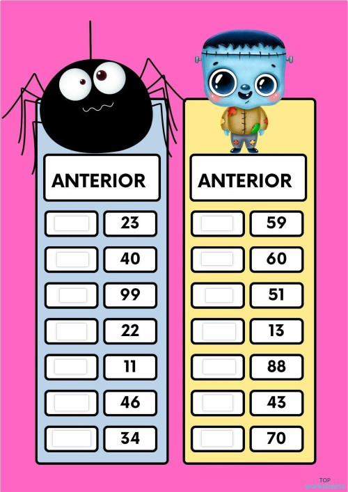 NÚMERO ANTERIOR. Ficha interactiva | TopWorksheets